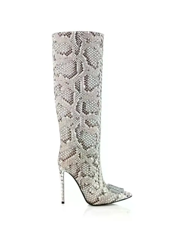 Philipp Plein Python-skin Jewel Monogram Boots