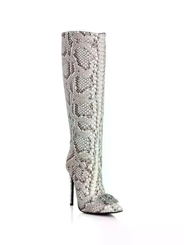 Philipp Plein Python-skin Jewel Monogram Boots
