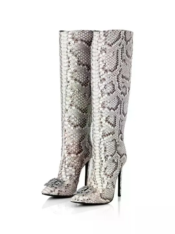 Philipp Plein Python-skin Jewel Monogram Boots