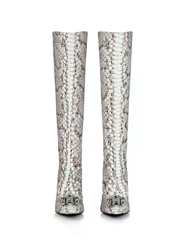 Philipp Plein Python-skin Jewel Monogram Boots