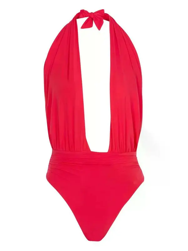 Balmain Halterneck One Piece Swimsuit - Red