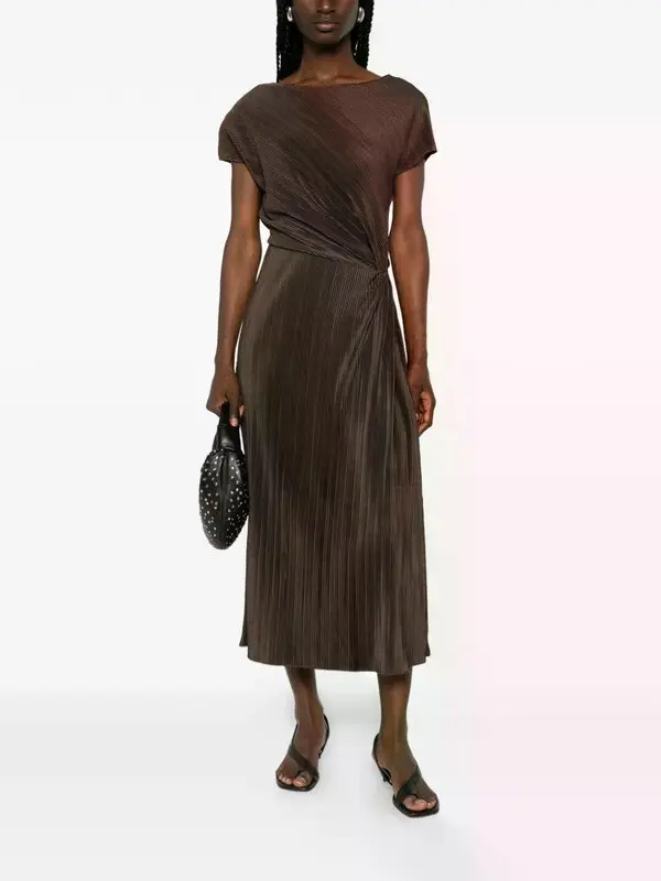 Vince Pliss-effect Midi Dress - Brown | Editorialist