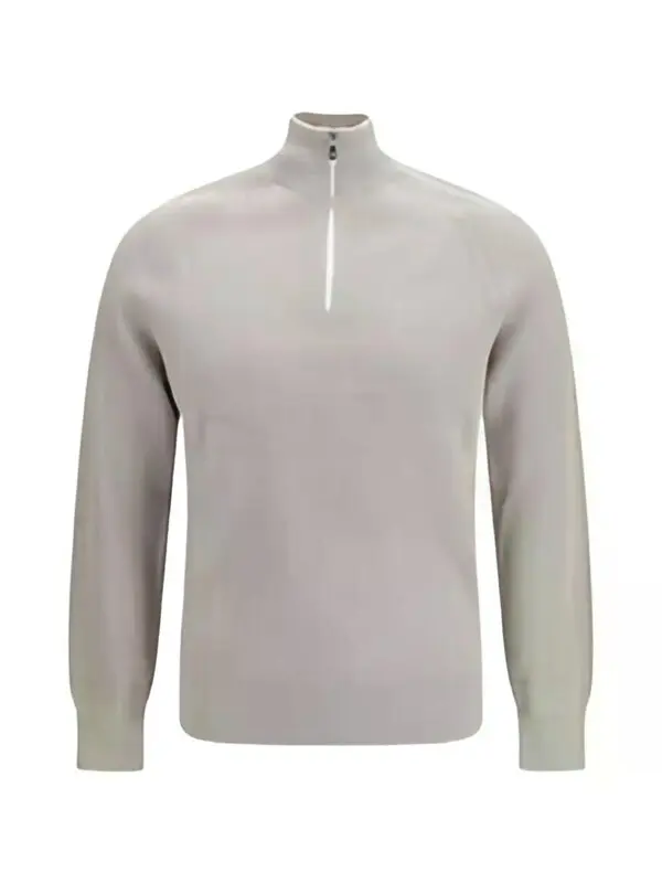 Brunello Cucinelli Ribbed-knit Half-zip Sweater - Neutrals