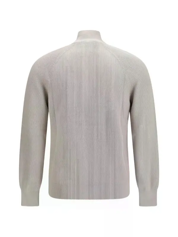 Brunello Cucinelli Ribbed-knit Half-zip Sweater - Neutrals