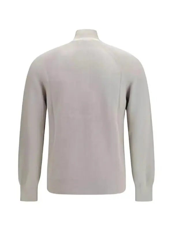 Brunello Cucinelli Ribbed-knit Half-zip Sweater - Neutrals