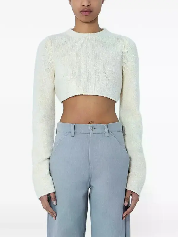 RIER Cropped Long-sleeve Sweater - Neutrals