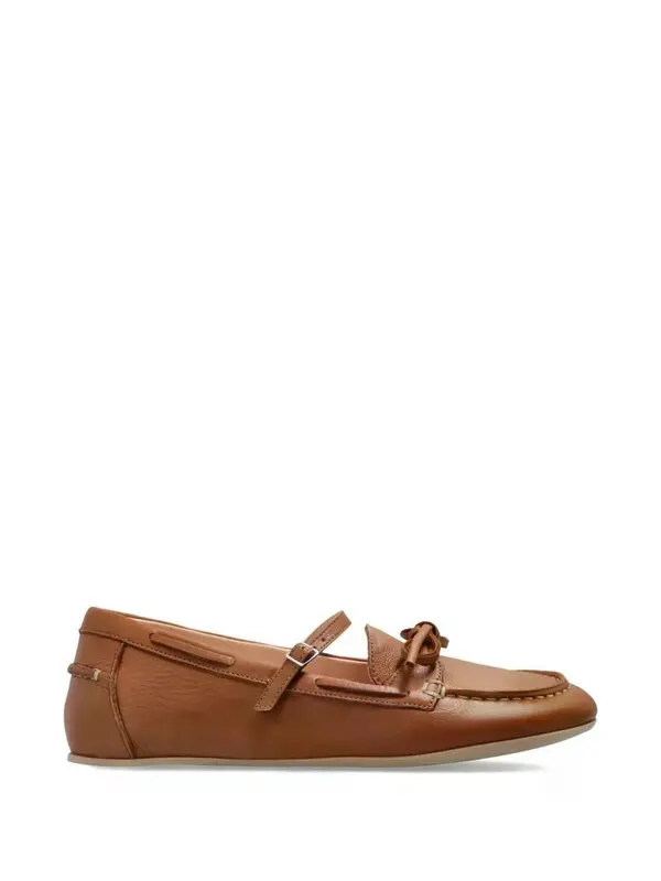 Agl Hoola Hoop Bow-detail Leather Boat Shoes - Neutrals