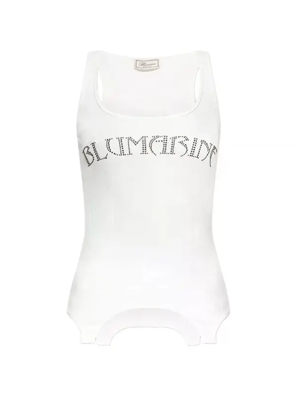 Blumarine Rhinestone-embellished Ribbed Tank Top
