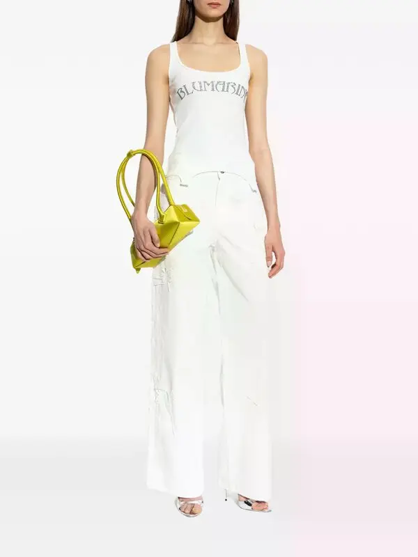 Blumarine Rhinestone-embellished Ribbed Tank Top