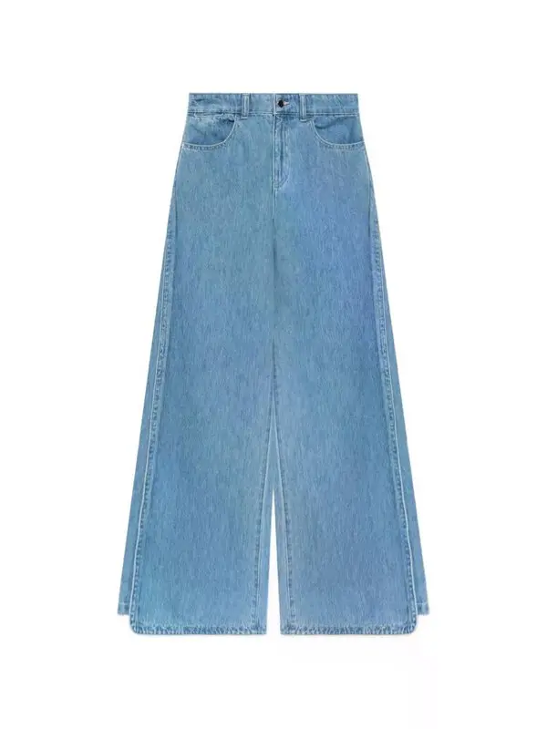 Emporio Armani Side-slit Wide-leg Jeans - Blue