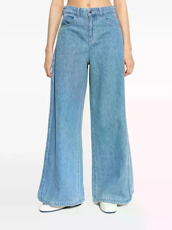 Emporio Armani Side-slit Wide-leg Jeans - Blue