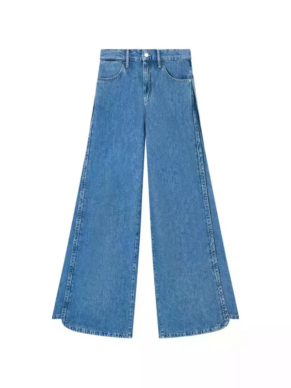 Emporio Armani Side-slit Wide-leg Jeans - Blue