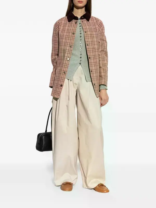 Emporio Armani Check-patterned Coat With Corduroy Collar
