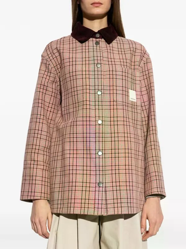 Emporio Armani Check-patterned Coat With Corduroy Collar