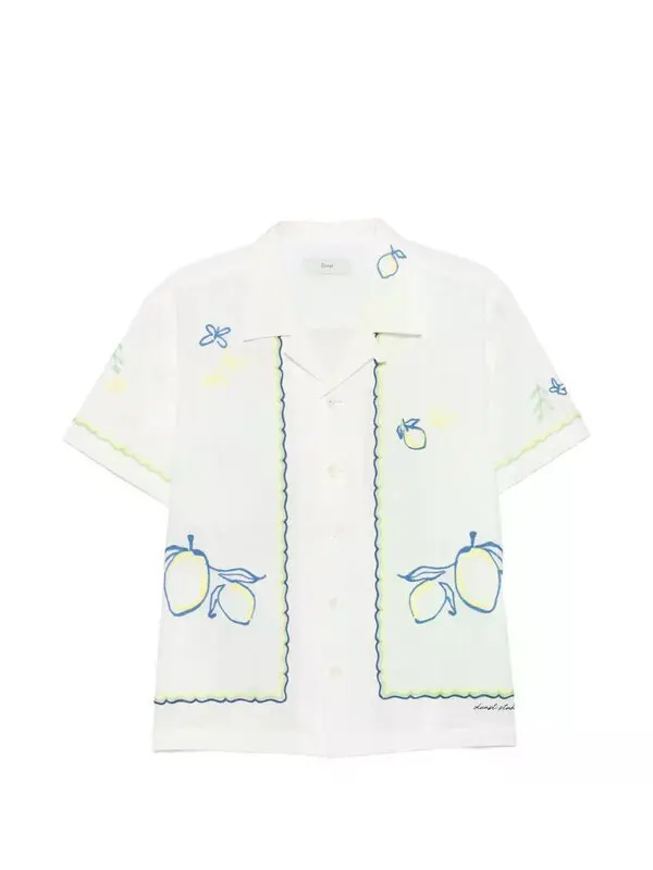 DUNST Embroidered Short Sleeve Shirt - White