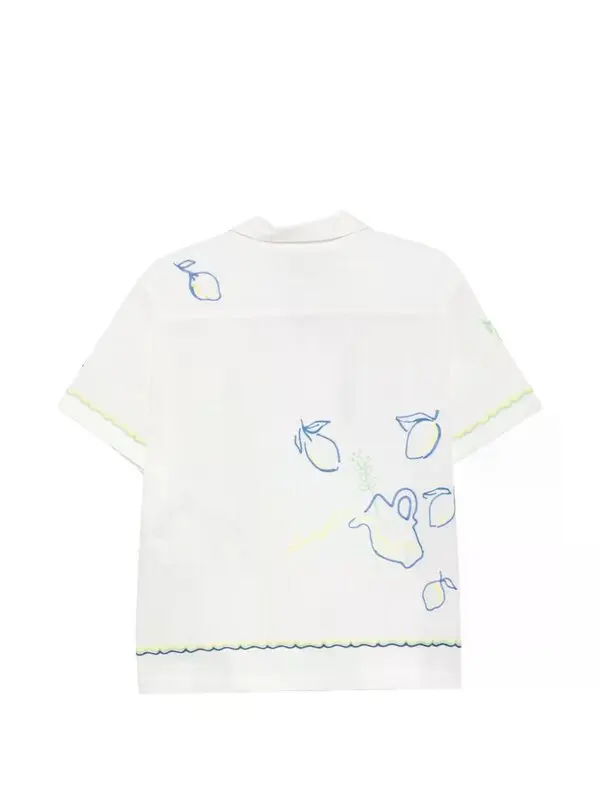 DUNST Embroidered Short Sleeve Shirt - White