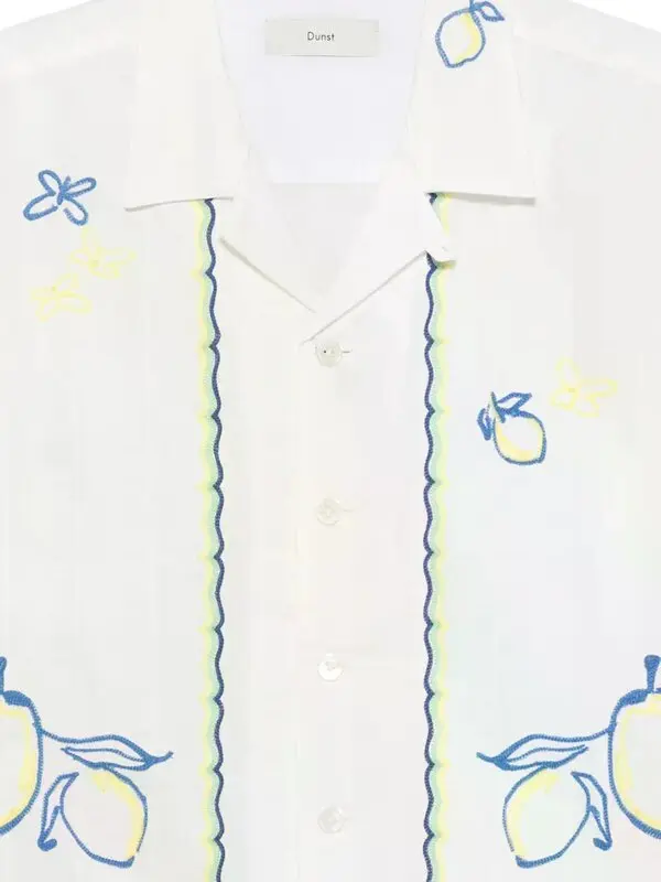 DUNST Embroidered Short Sleeve Shirt - White
