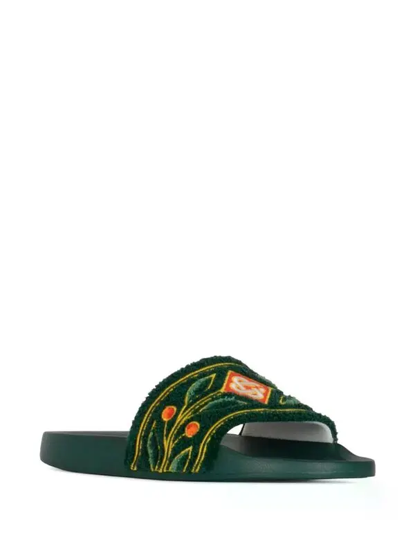 Casablanca Laurel Terry Embroidered Sandals - Green