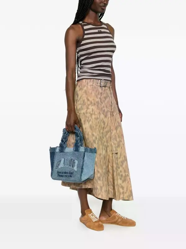 GANNI Panelled Denim Tote Bag - Blue