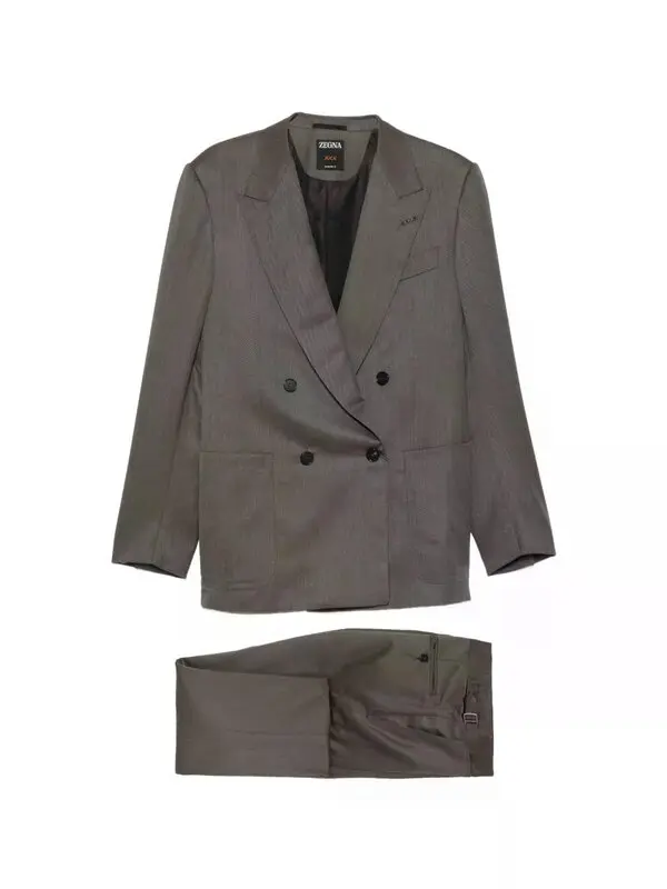Zegna Double-breasted Wool Suit - Grey