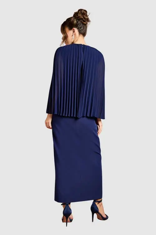 Coast Pleated Cape Detail Crepe Pencil Dress