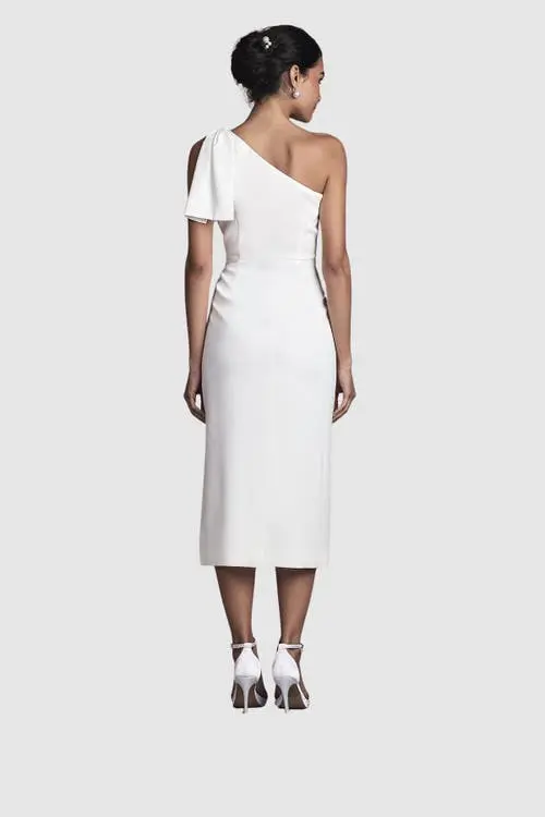 Coast One Shoulder Bow Midi Dress - Ivory
