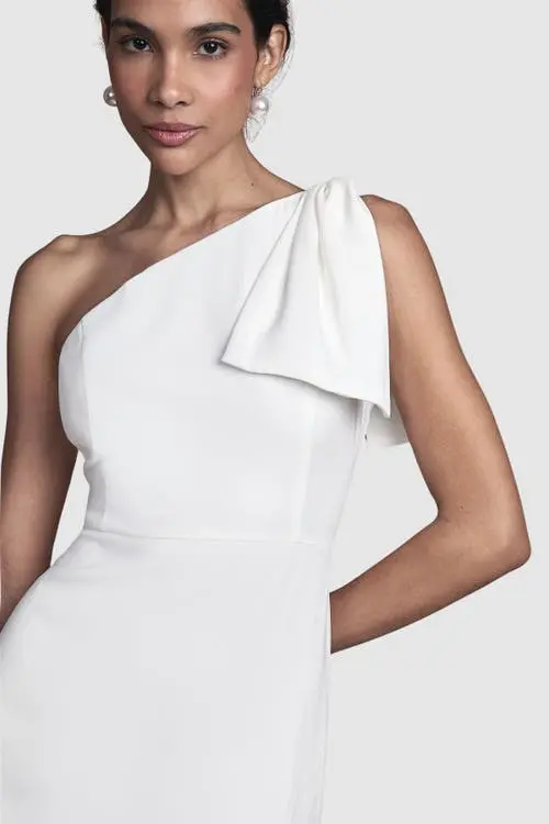 Coast One Shoulder Bow Midi Dress - Ivory