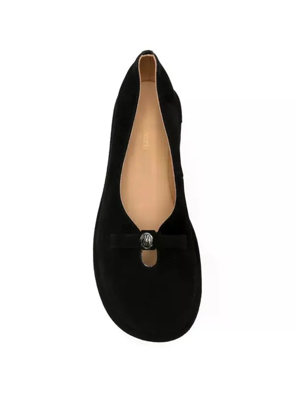 SERGIO MORETTI FIRENZE Bow-detail Suede Ballet Flats