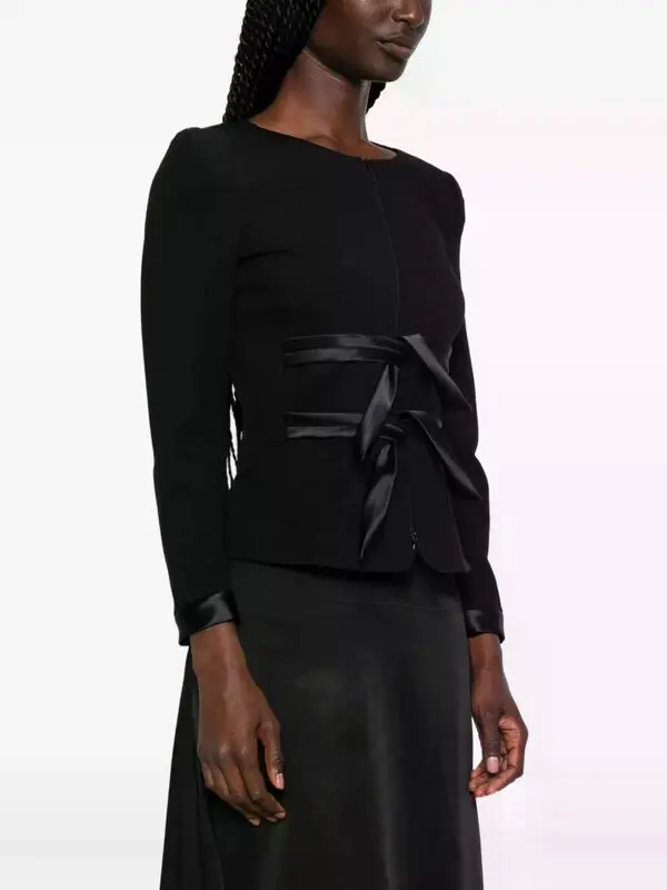 Emporio Armani Bow-detail Collarless Jacket - Black