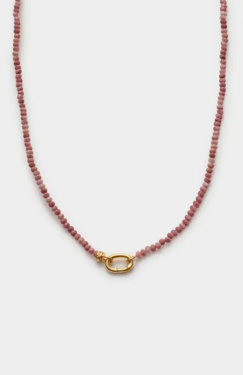 KATIE LOXTON Rhodochrosite Beaded Necklace With Clasp - Gold