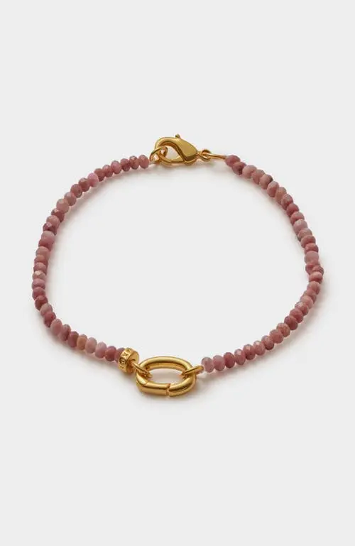 KATIE LOXTON Rhodochrosite Beaded Bracelet With Clasp - Gold
