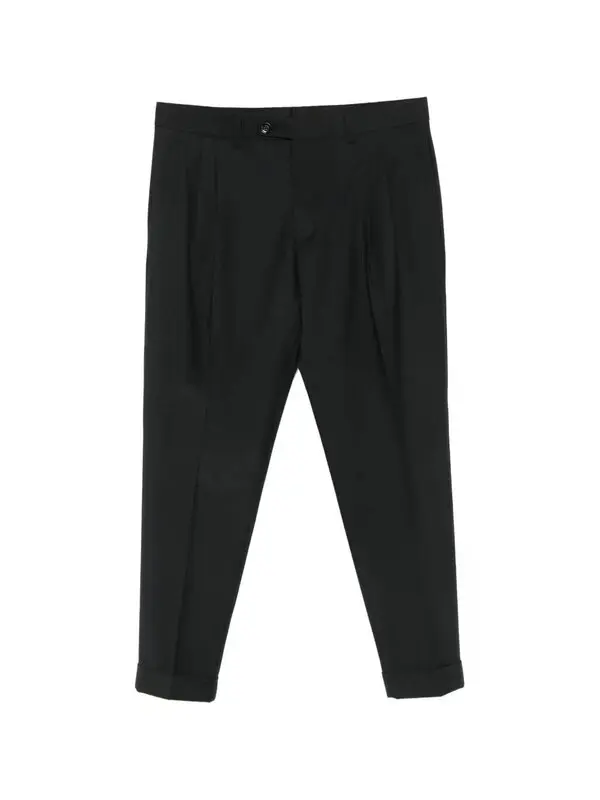 BE ABLE Pleated Turn-up Trousers - Black