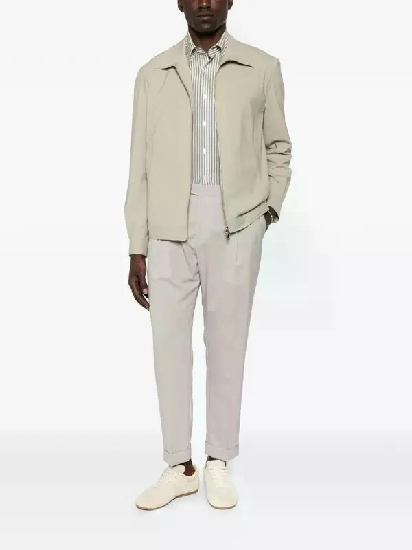 BE ABLE Pleated Turn-up Trousers - Neutrals