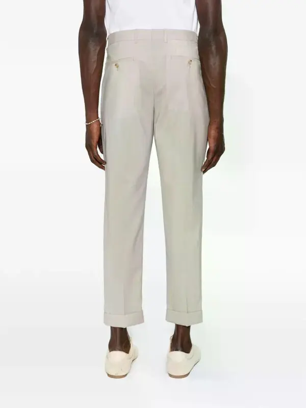 BE ABLE Pleated Turn-up Trousers - Neutrals