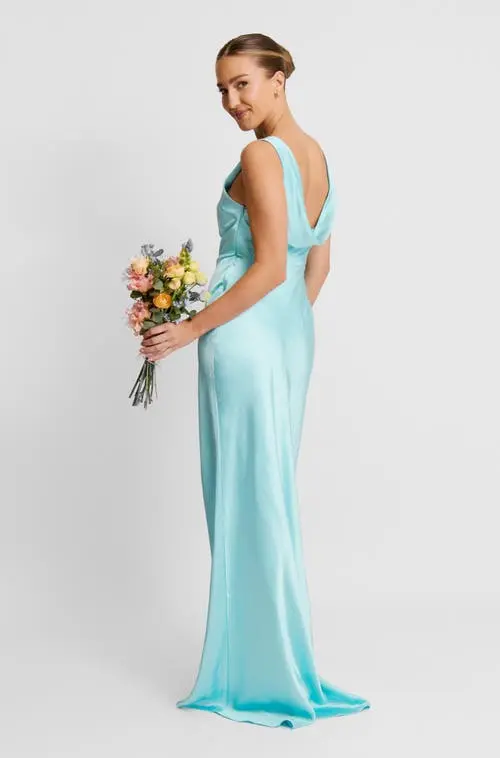 SIX STORIES Satin Bridesmaid Dress With Cowl Back