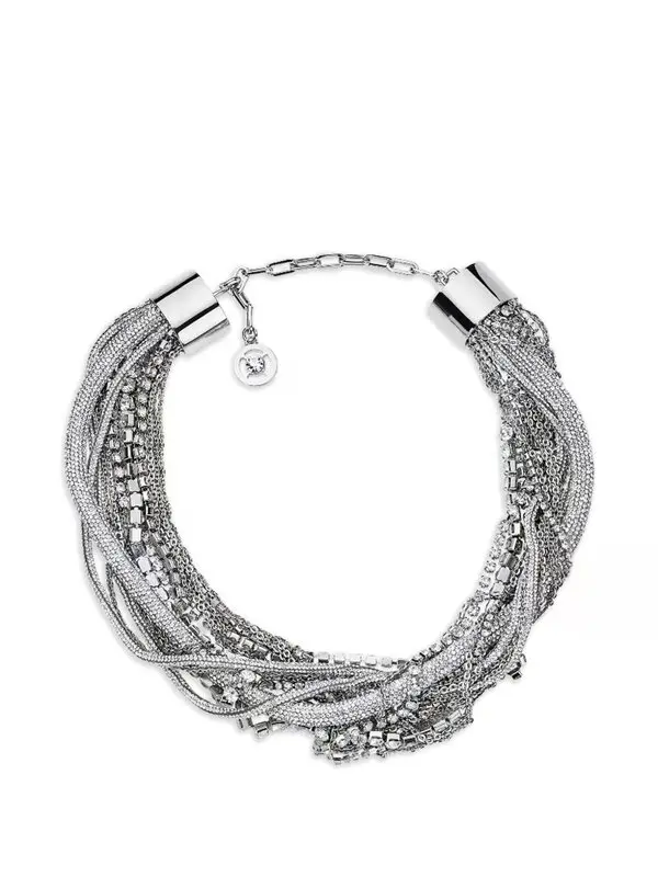 AREA Messy Chain Crystal-embellished Necklace - Silver