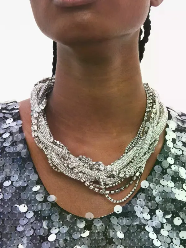 AREA Messy Chain Crystal-embellished Necklace