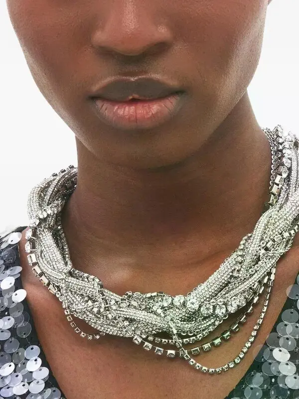 AREA Messy Chain Crystal-embellished Necklace