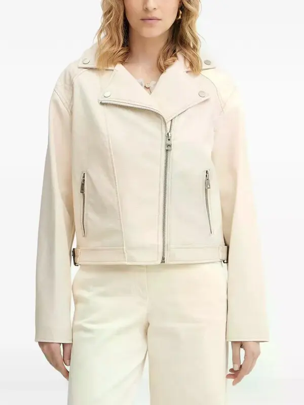 Guess Quilted-panel Biker Jacket - Neutrals
