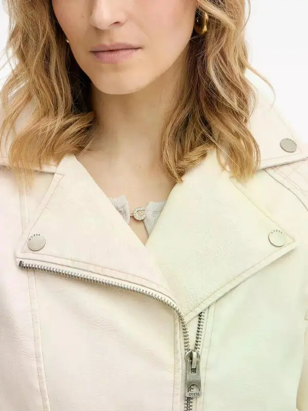 Guess Quilted-panel Biker Jacket - Neutrals