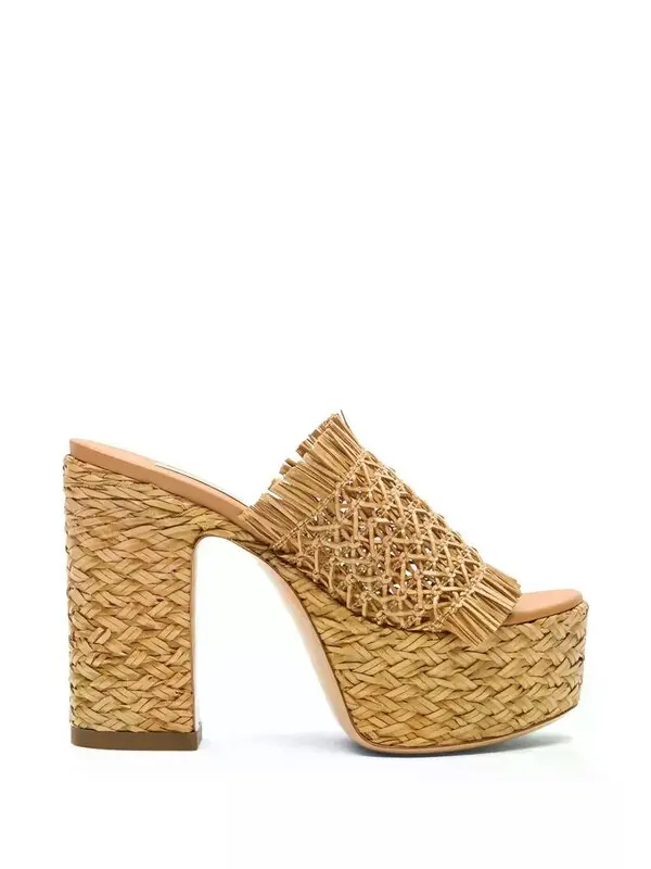 Casadei Madagascar Woven Platform Sandals - Neutrals