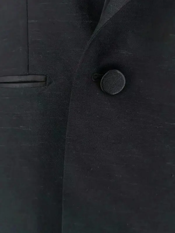 Tagliatore Double-breasted Slub-texture Blazer - Black