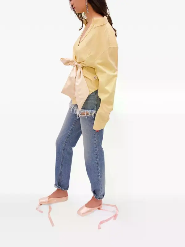 AREA Satin-knot Oxford Shirt - Yellow