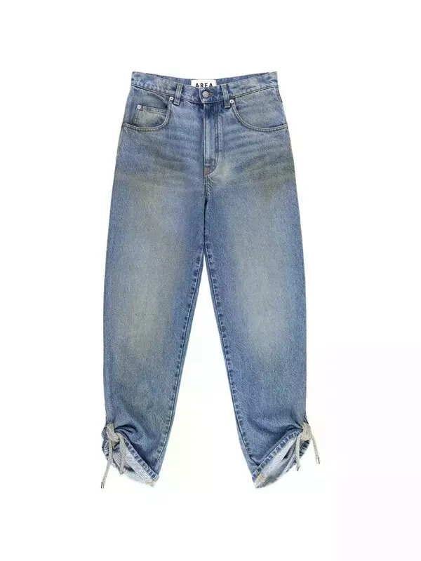 AREA Crystal-embellished Knot Jeans - Blue