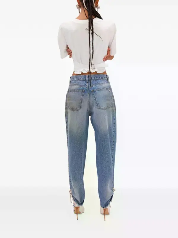 AREA Crystal-embellished Knot Jeans - Blue
