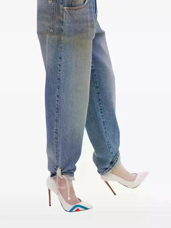 AREA Crystal-embellished Knot Jeans - Blue