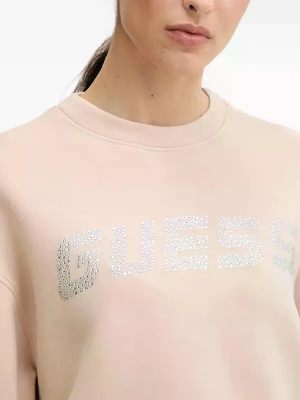 Guess Rhinestone Logo Sweatshirt - Pink