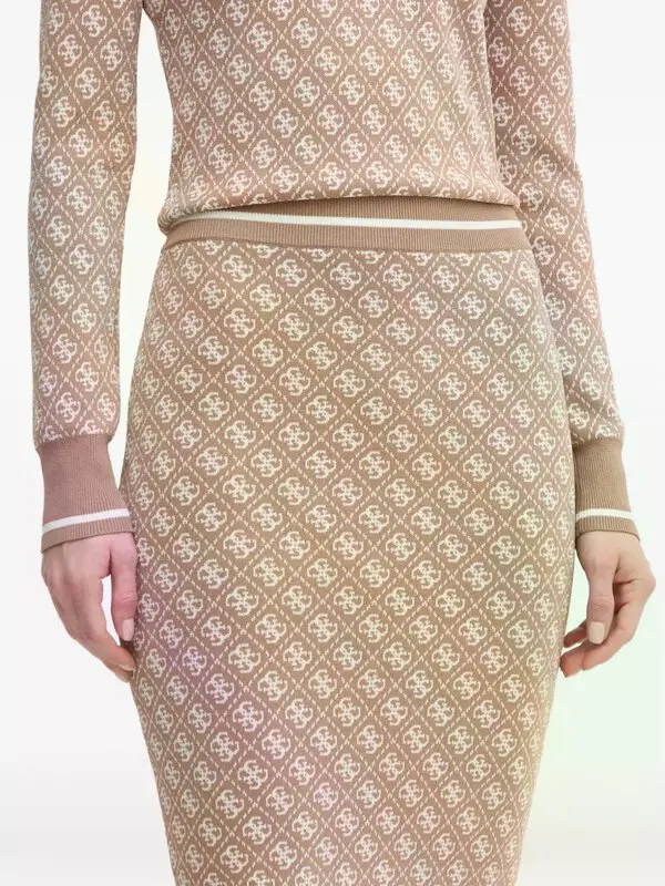 Guess Patterned Rib-knit Skirt - Neutrals