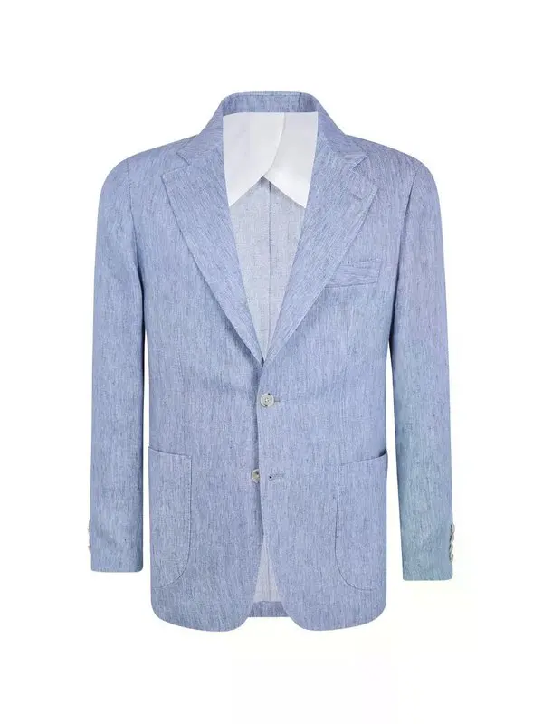 BARBA NAPOLI Single-breasted Linen Blazer - Blue