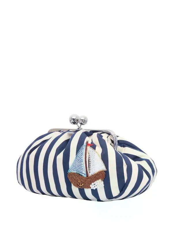 Max Mara Striped Sailboat-embellished Shoulder Bag - Blue